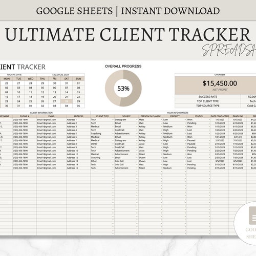 Excel Client Tracker Small Business Template CRM Dashboard - Etsy