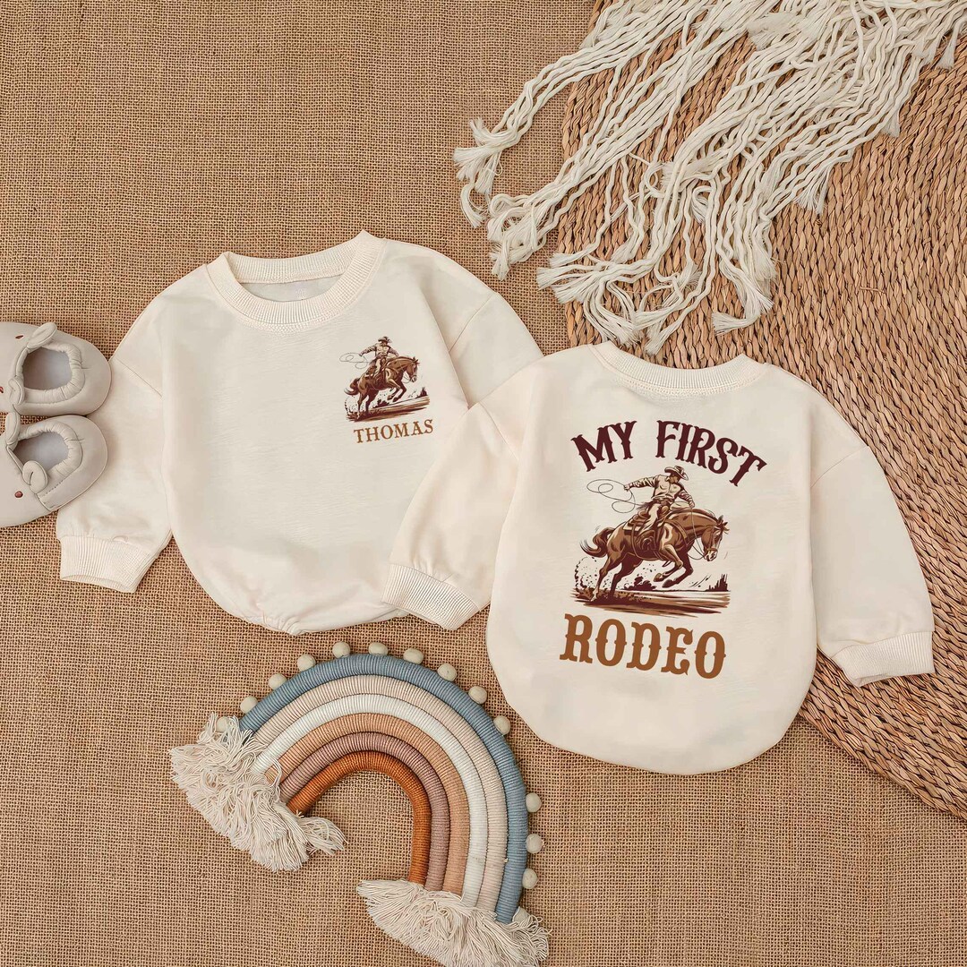 Custom Name Boy My First Rodeo Birthday Bubble Romper, Boy 1st Birthday ...