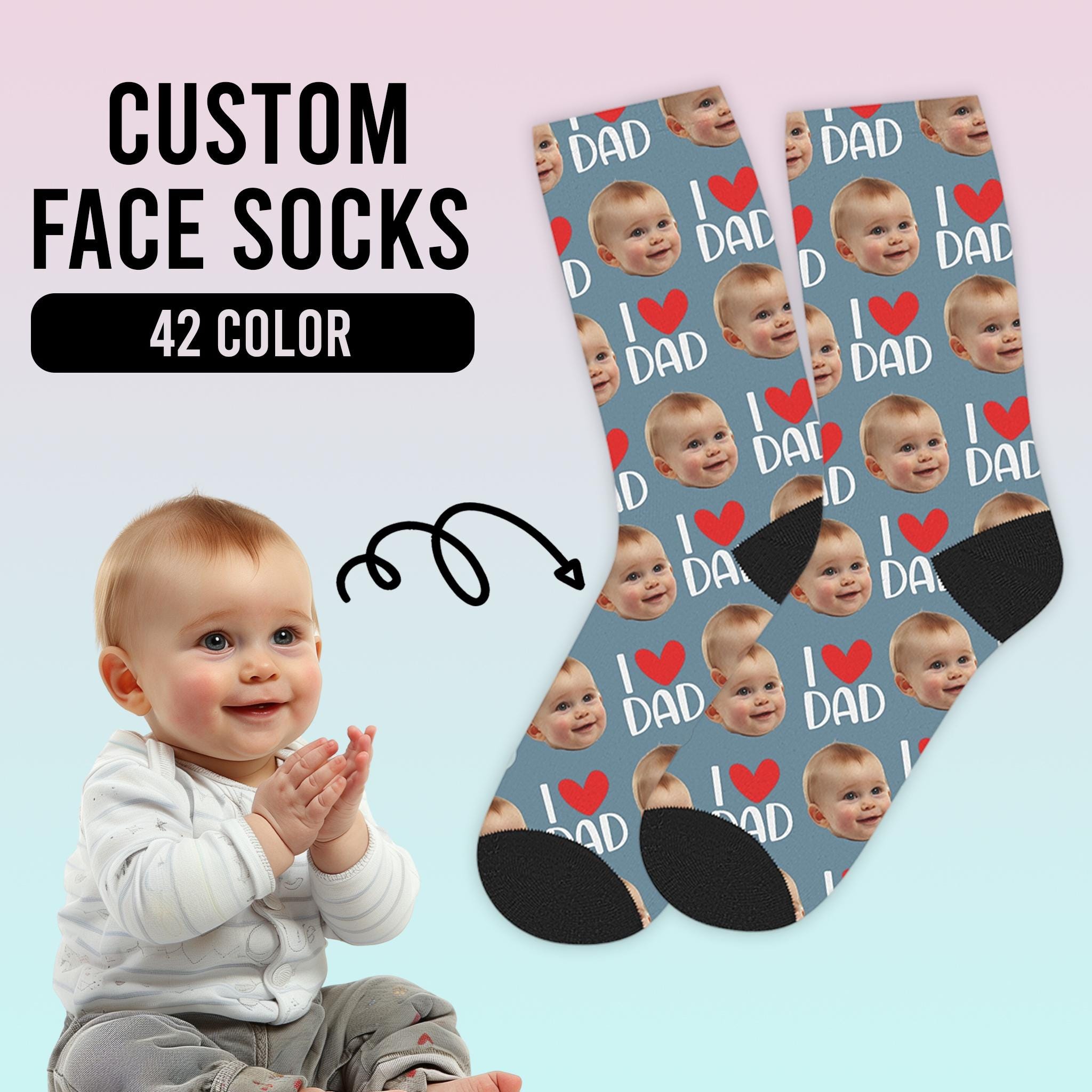 Custom Socks With Face, Funny Baby and Dad Faces Socks, Custom Face ...