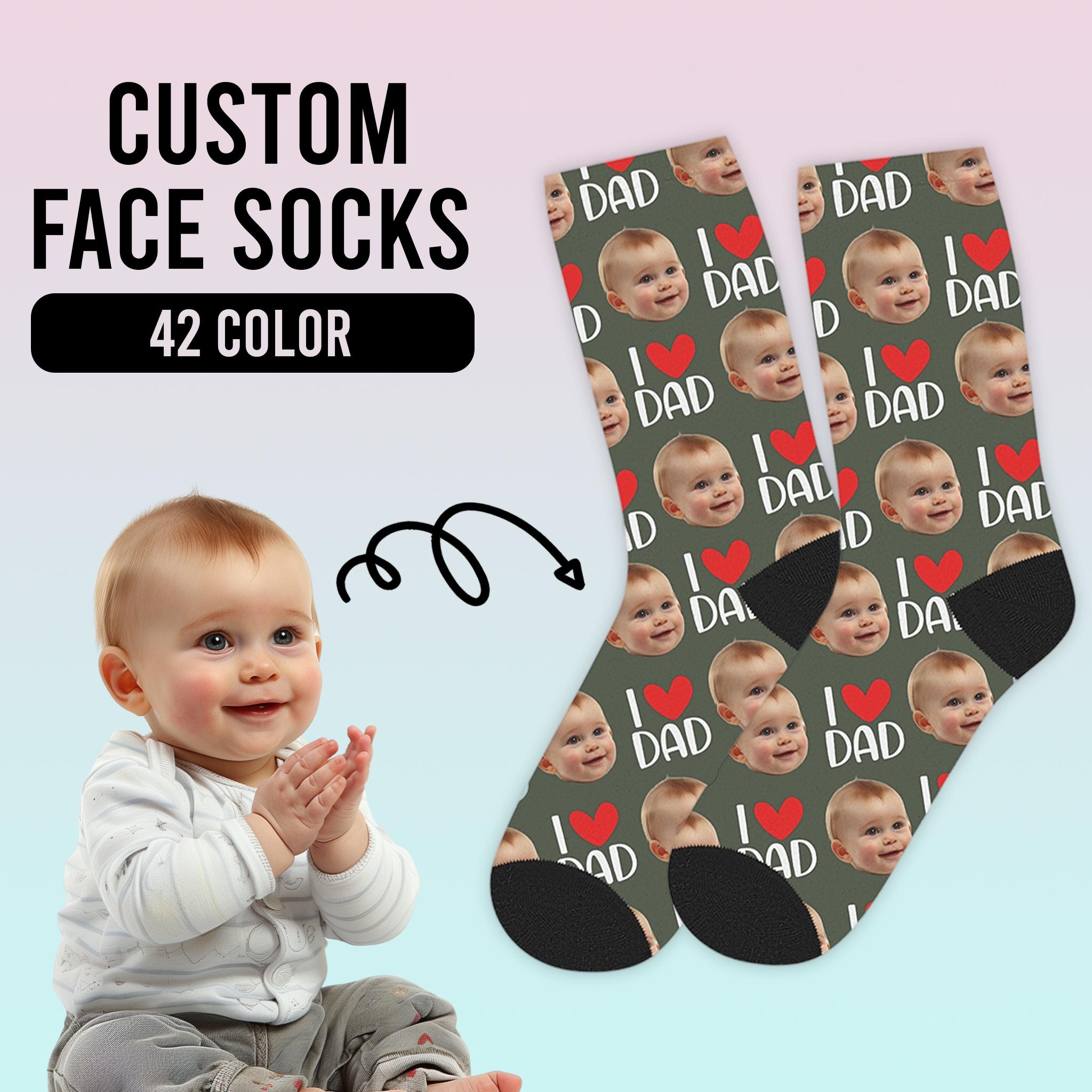 Custom Socks With Face, Funny Baby and Dad Faces Socks, Custom Face ...