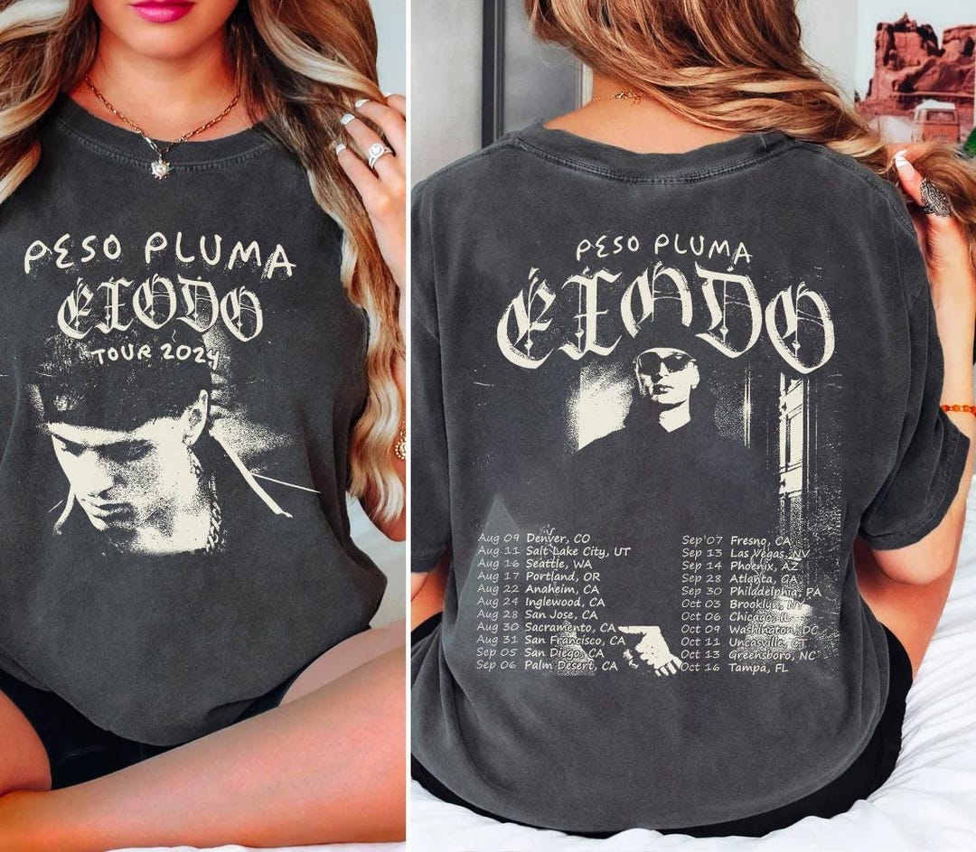 Peso Pluma 2 Sides Shirt, Vintage Peso Pluma 2024 Concert Tour Shirt ...