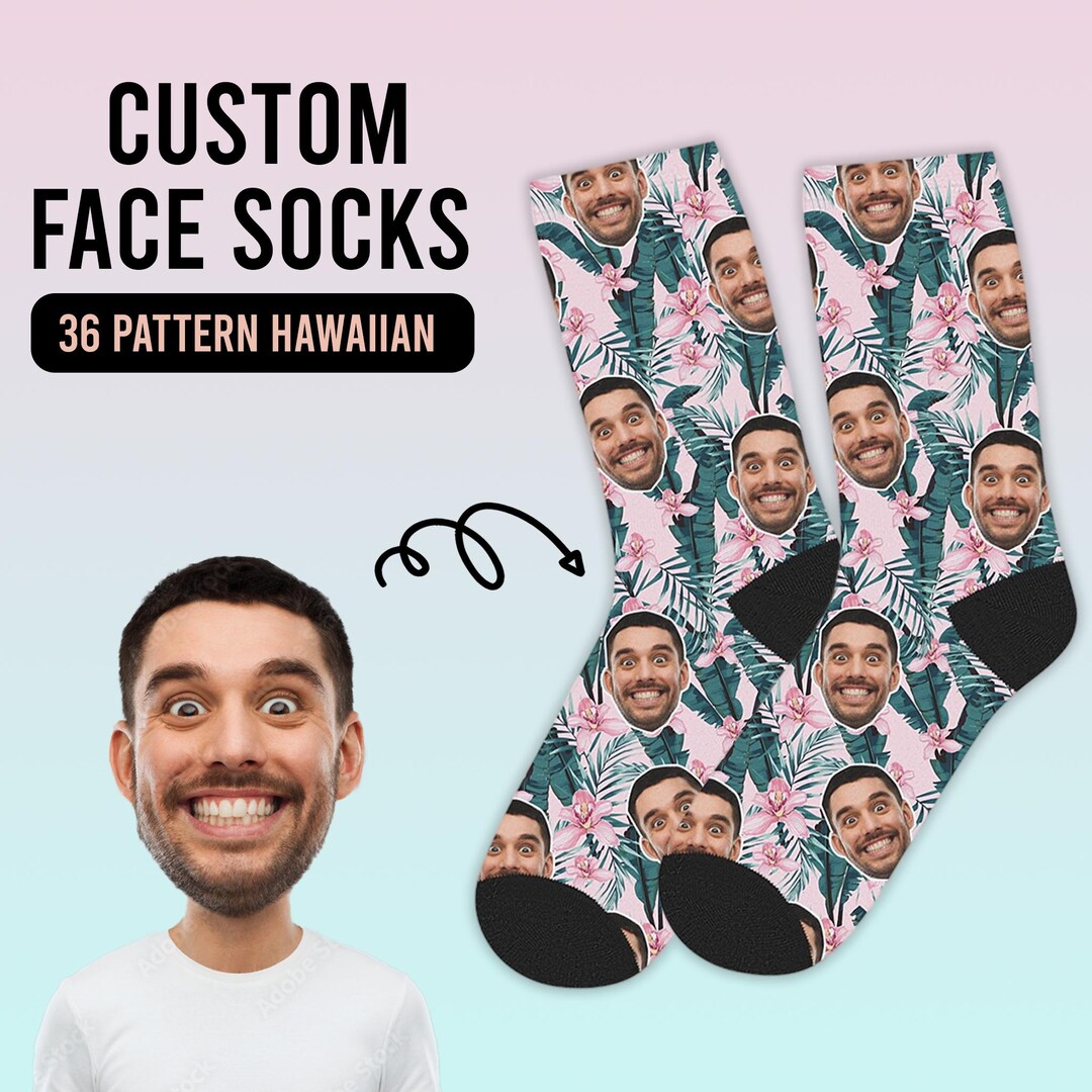 Custom Hawaii With Face Socks, Custom Face Socks, Hawaiian Socks for ...