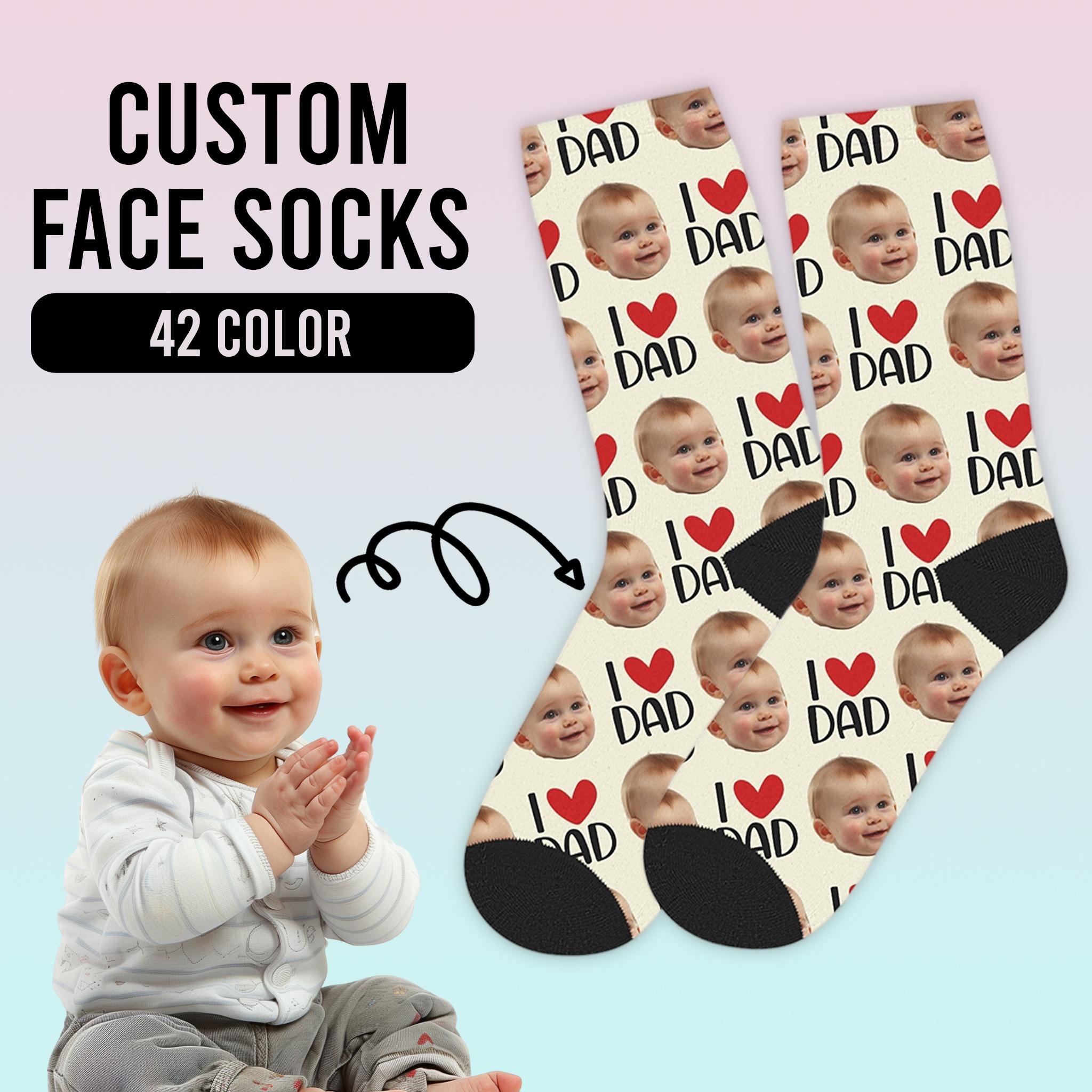 Custom Socks With Face, Funny Baby and Dad Faces Socks, Custom Face ...