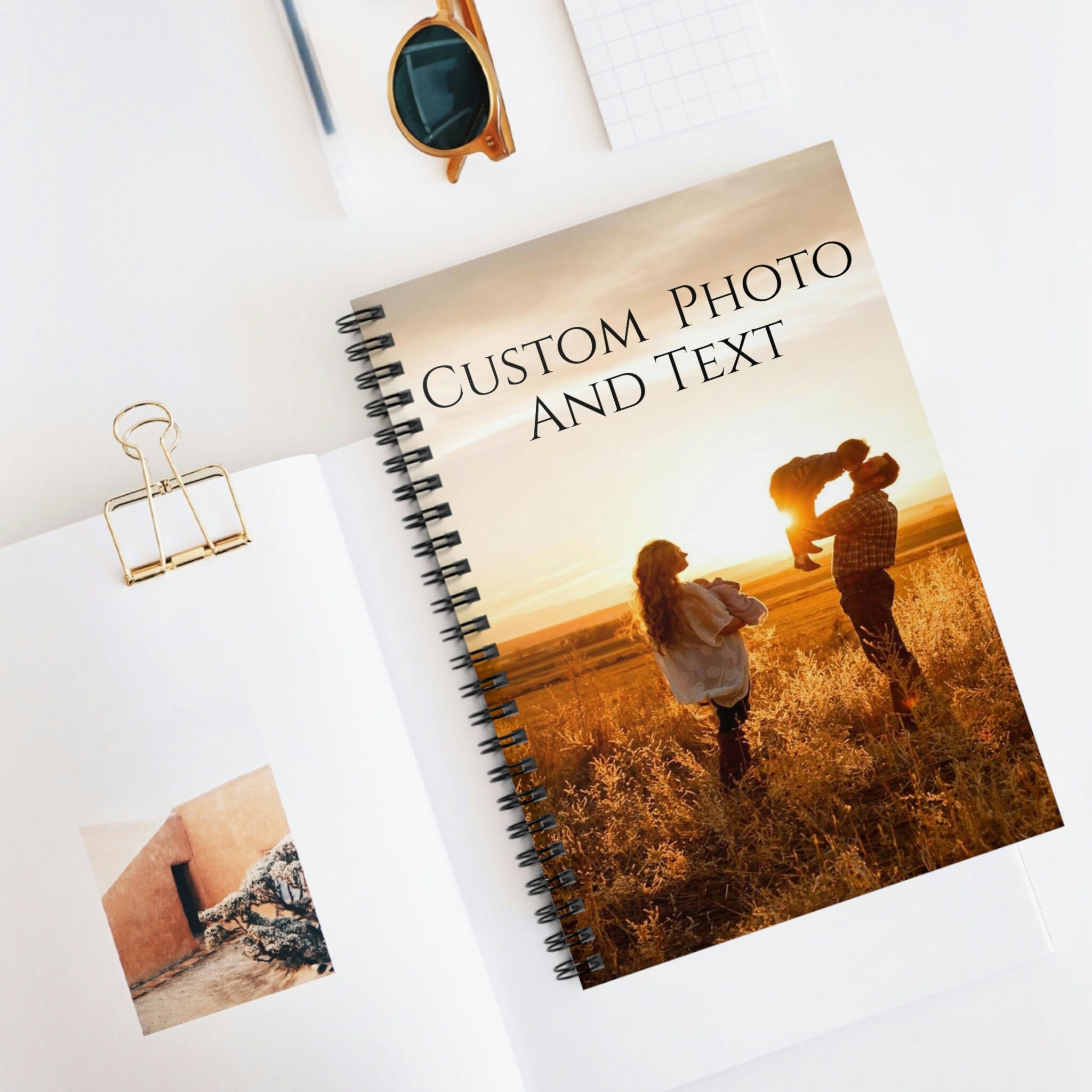 Personalized Spiral Notebook Custom Text Logo Ts Ruled Etsy