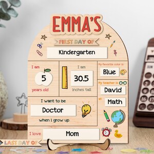Custom First & Last Day of School Kindergarten Sign, First Day at Back ...