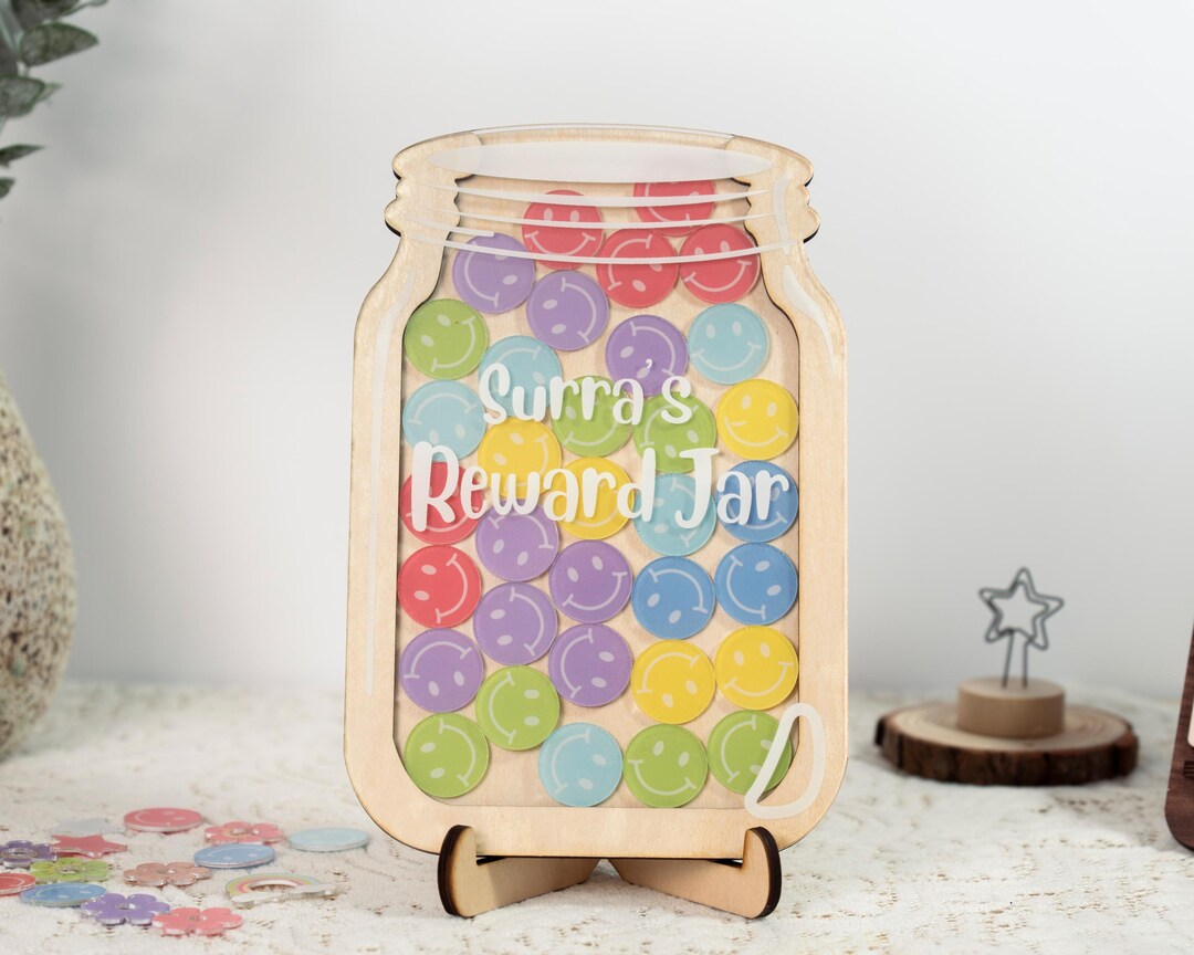 Custom Smiley Face Reward Jar Classroom Teacher Jar Chore Chart, Back ...
