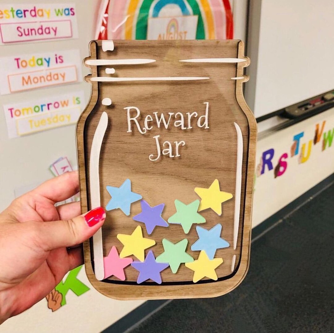 Reward Jar Star Tokens for Classroom, Teacher Reward Star Jar, Reward ...