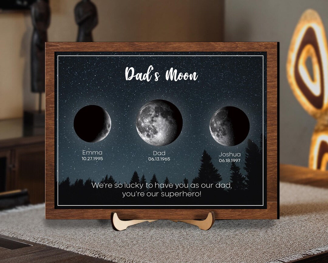 Personalized Father's Day Frame, Dad Moons Phase Frame With Kids Names ...