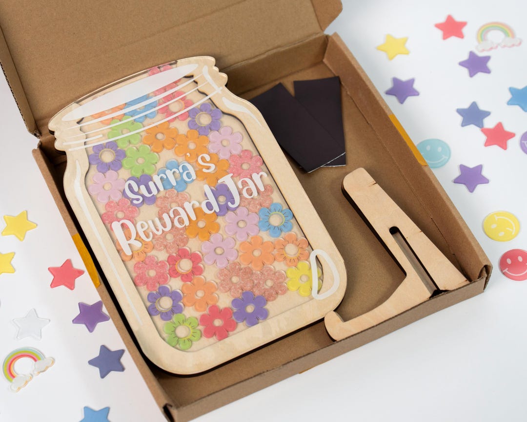 Personalized Reward Jar, Flower Tokens, Back to School Reward Jar Gift ...