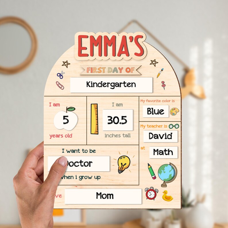 Custom First & Last Day of School Kindergarten Sign, First Day at Back ...