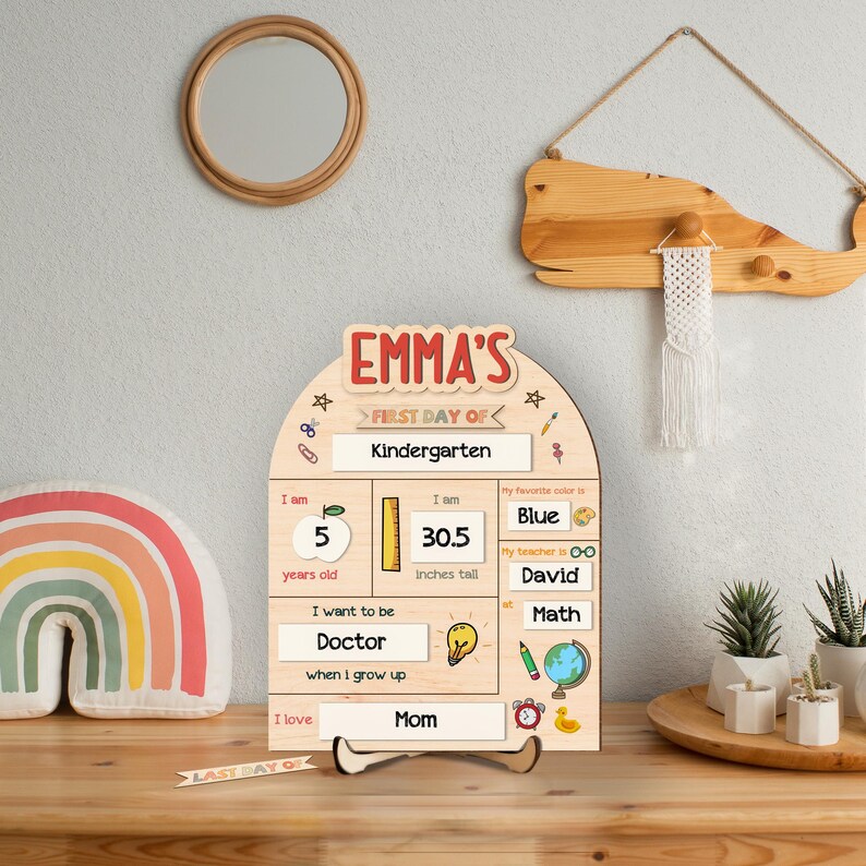 Custom First & Last Day of School Kindergarten Sign, First Day at Back ...