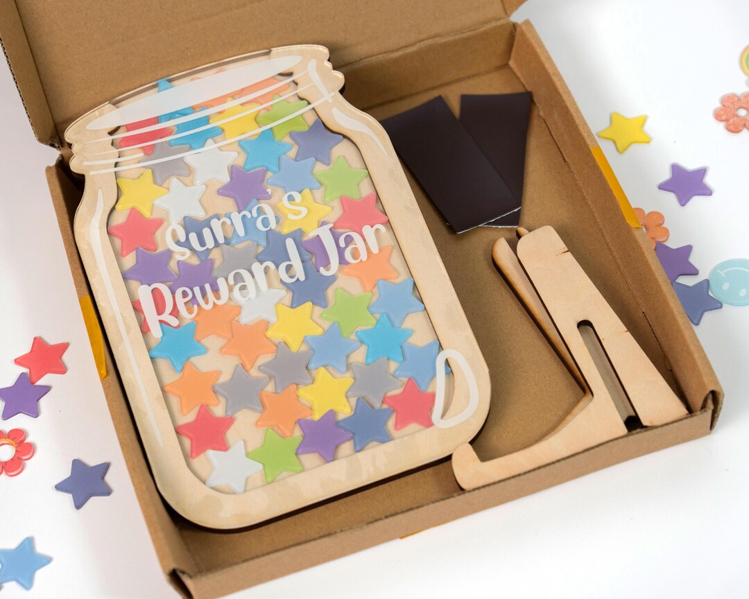 Personalized Star Reward Jar, Wooden Chore Chart, Kid's Behavior System ...