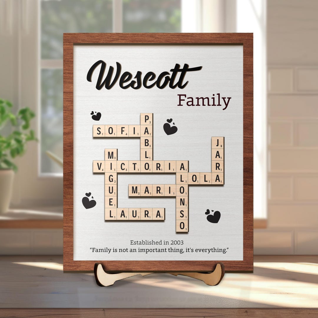 Personalized Family Name Crossword, Grandkids Scrabble Family Name ...