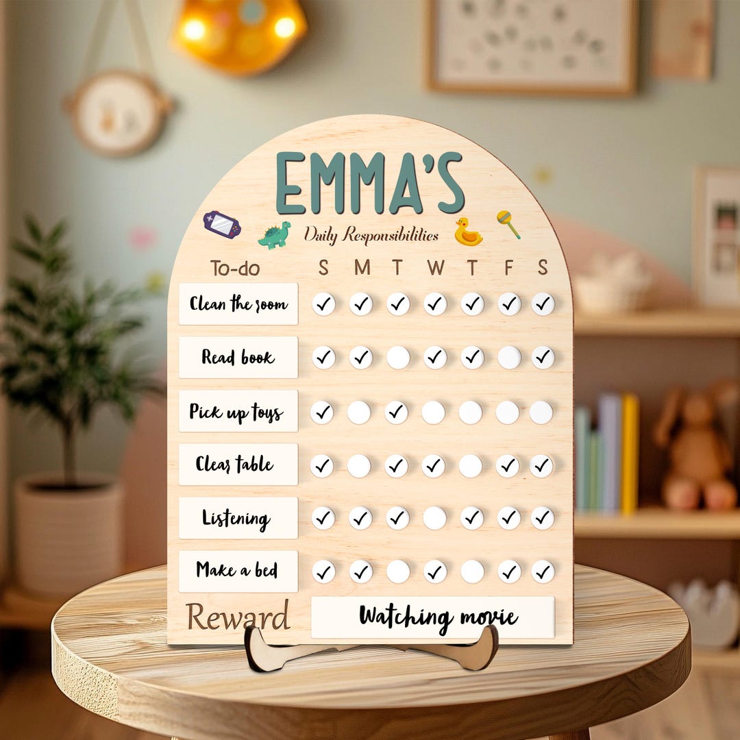 Kids Chore Chart, Kids Reward Chart, Daily Responsibilities Chart ...