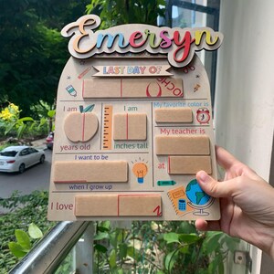 Custom First & Last Day of School Kindergarten Sign, First Day at Back ...