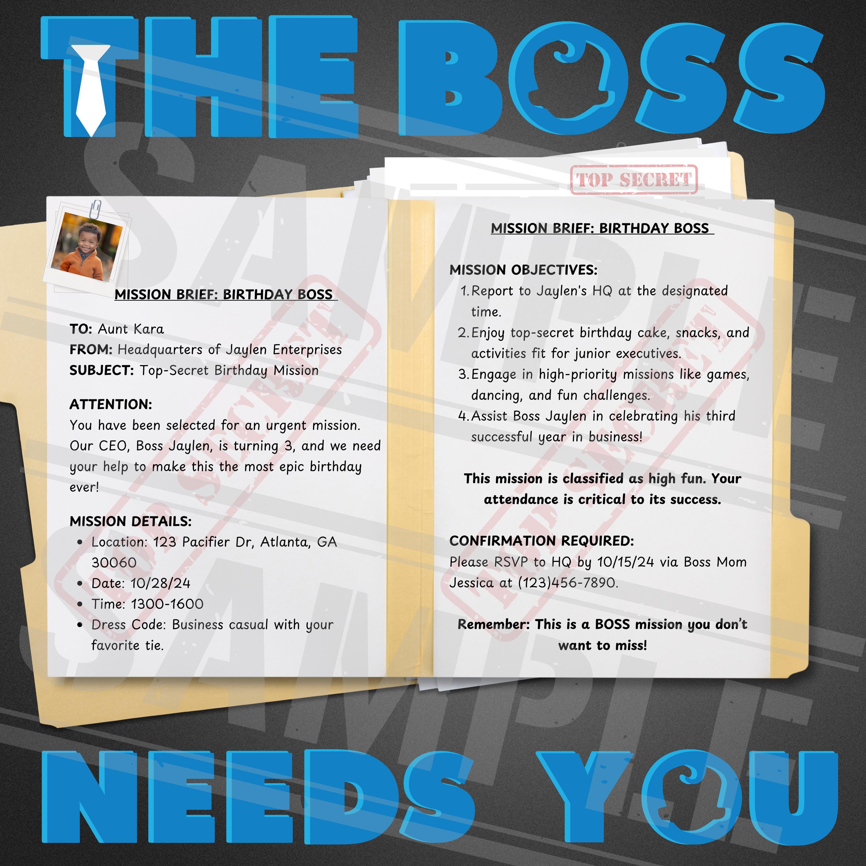 Boss Baby Inspired Birthday Invitation Template | Editable With Canva ...