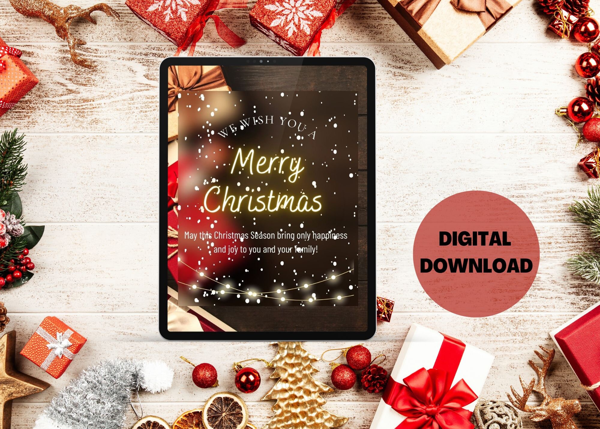 Animated Christmas Ecard, Digital Greeting Card, We Wish You a Merry ...