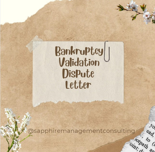 Bankruptcy Validation Dispute Letter Template DIY Credit Repair for ...