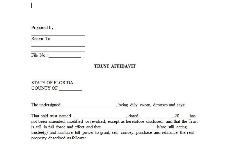 Trust Affidavit - Affidavit of Trust - Living Trust Affidavit - Trust ...