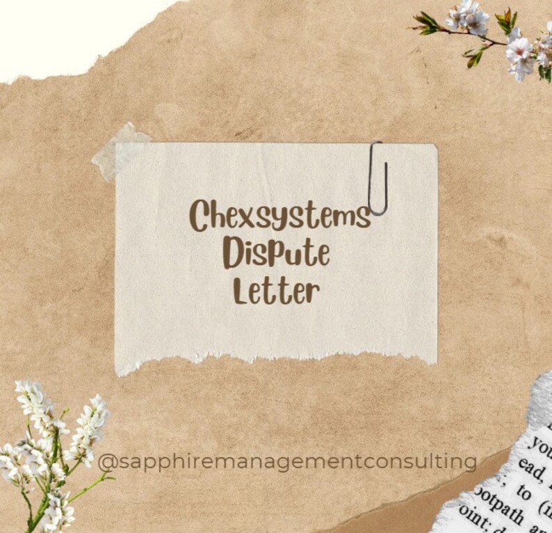 Chexsystems Dispute Letter DIY Credit Repair Word Doc Editable Poor Bad ...