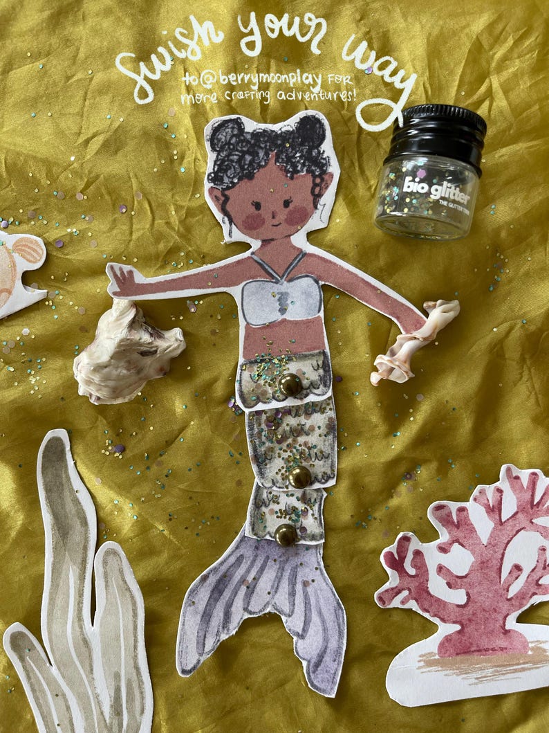 Articulated Mermaid Paper Doll Craft: Printable Kids Activity (PDF ...