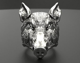 Oxidized Boar Ring - Etsy
