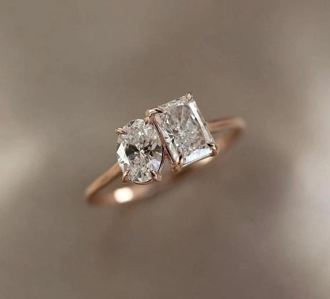 Toi Et Moi Moissanite Engagement Ring Oval & Radiant Two - Etsy