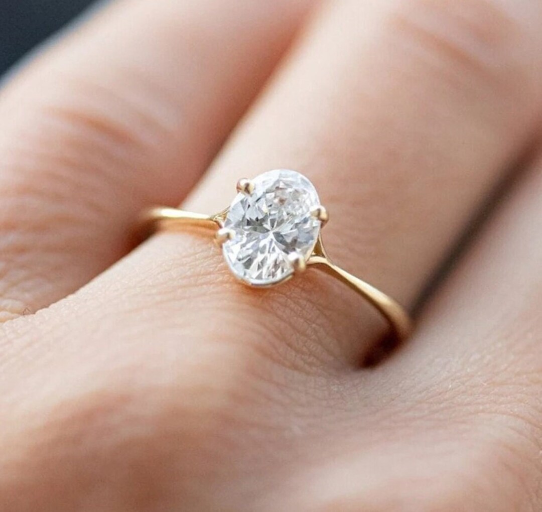 Oval Cut Solitaire Ring Silver, Oval Engagement Ring, Silver Promise Ring, Dainty Proposal Ring ...