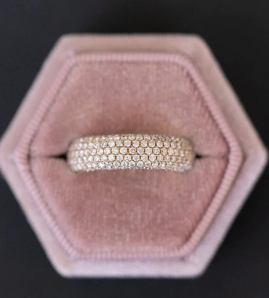 Multi-row Pave Eternity Wedding Band, Round Cut Colorless Moissanite ...