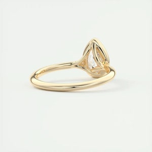 Pear Cut Moissanite Bezel Set Engagement Ring, Pear Diamond Solitaire ...