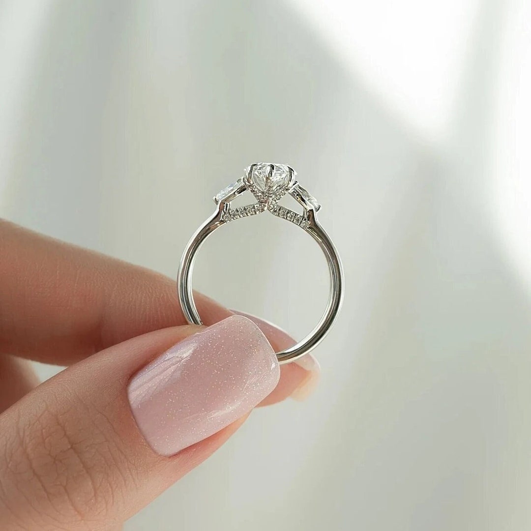 14k Gold Marquise Anniversary Ring, Solid Gold Basic Engagement Ring ...