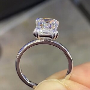 3.50 CT Emerald Cut Solitaire Moissanite Engagement Ring, Solitaire ...