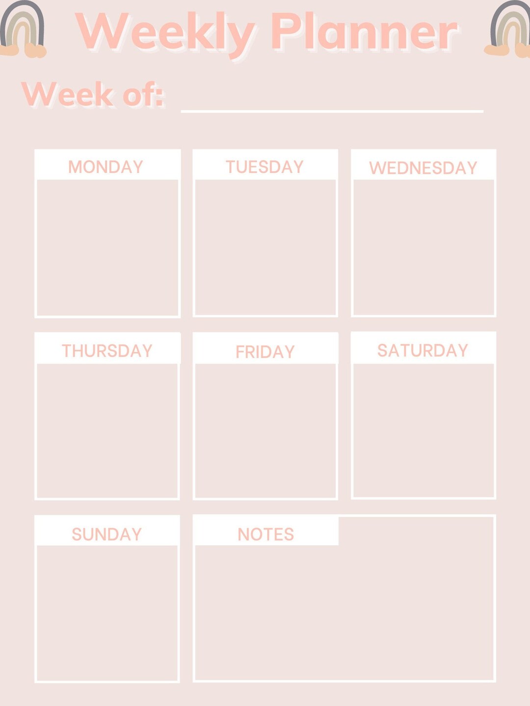 Pink and Peach Weekly Planner - Etsy