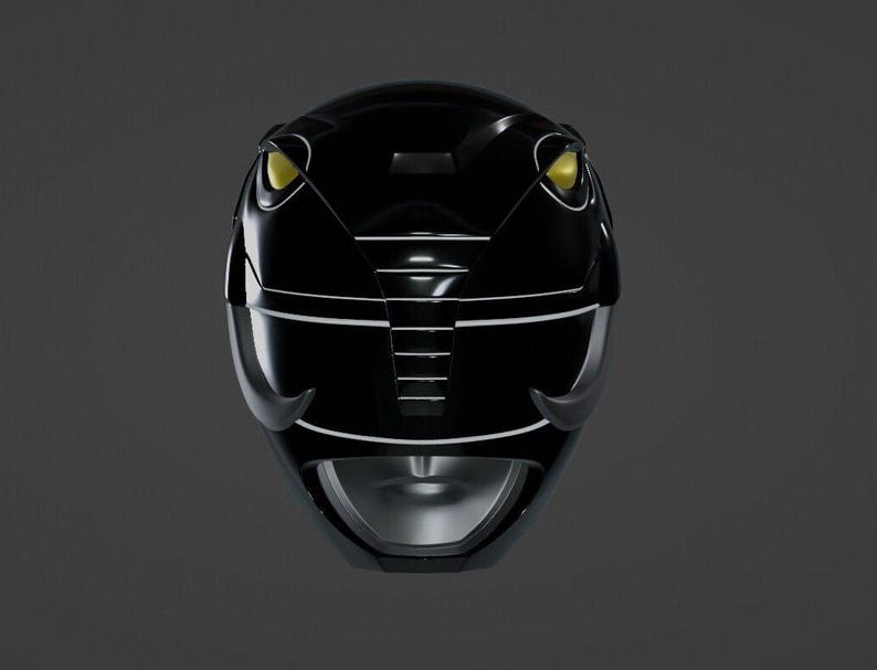 MMPR Black Ranger Helmet 3D STL File, Mighty Morphin Power Rangers 3D ...