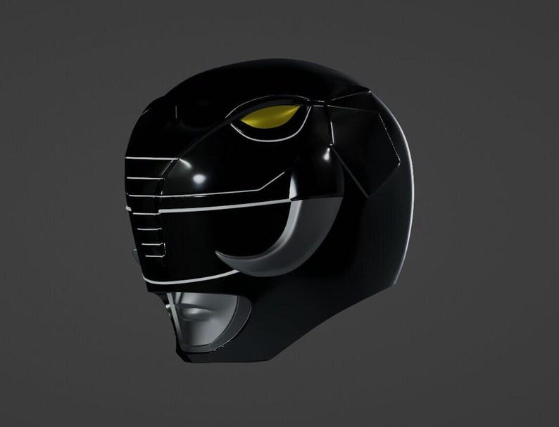 MMPR Black Ranger Helmet 3D STL File, Mighty Morphin Power Rangers 3D ...