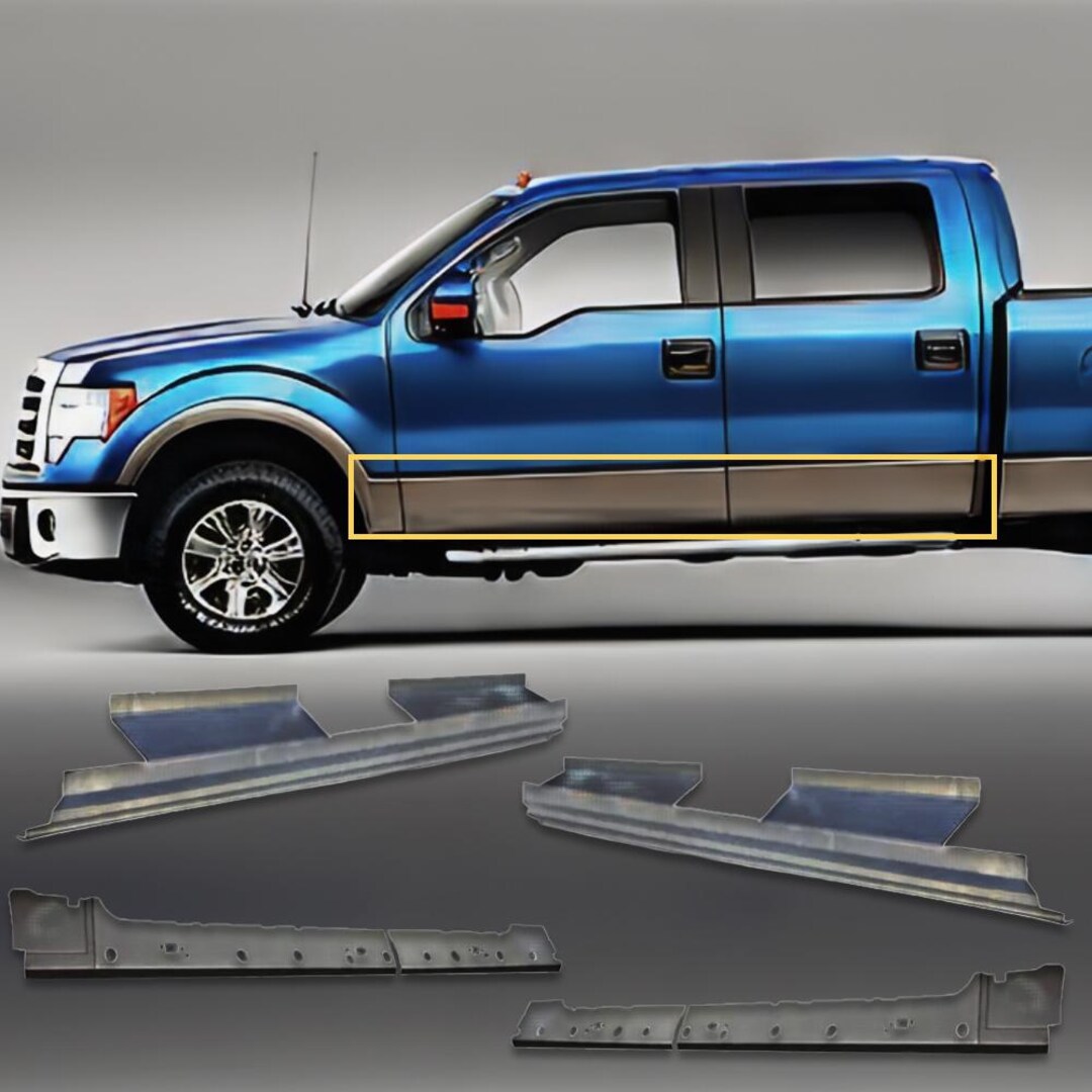 2009-2014 Ford F-150 4 Door Crew Cab Outer & Inner Rocker Panels 4pc ...