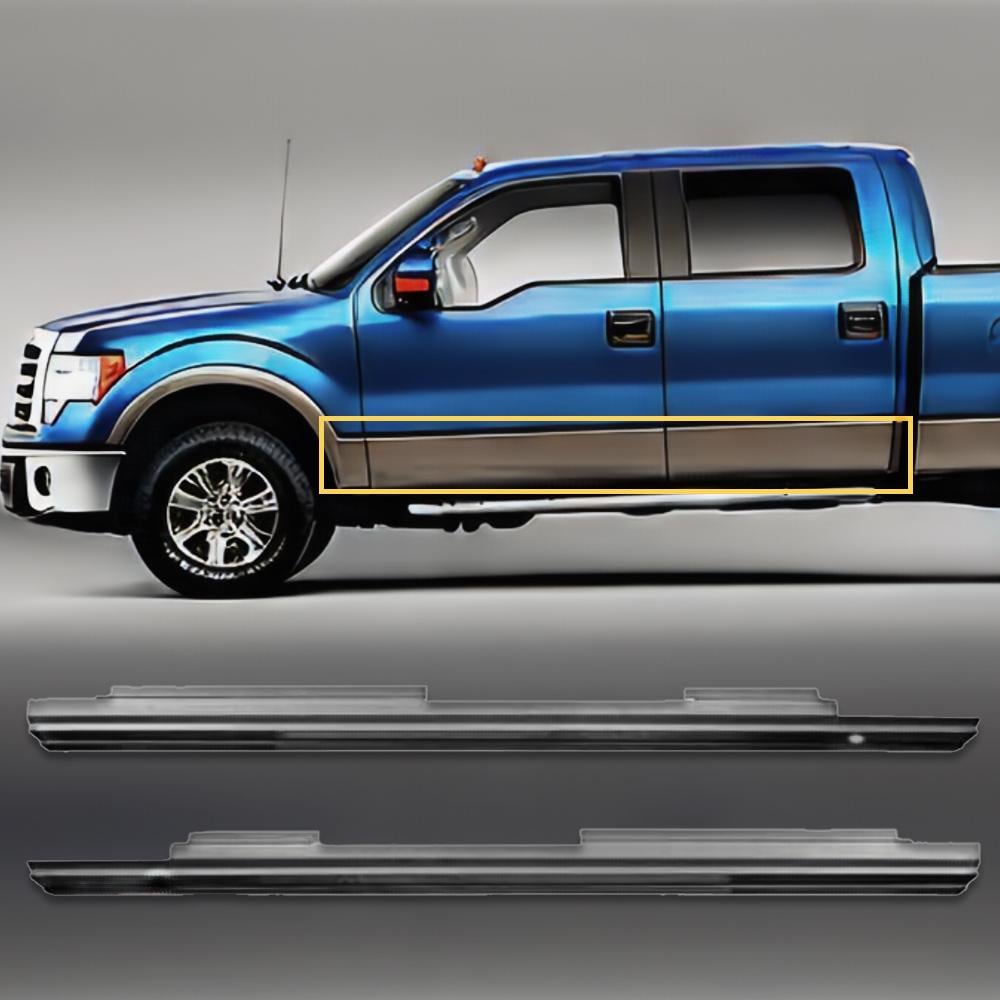 2009-2014 Ford F-150 Crew Cab Slip-on Rocker Panel Set of Left & Right ...