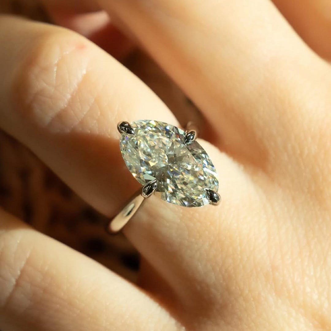 Antique Art Deco 3.5 CT Oval Cut Moissanite Solitaire 14k Solid White ...