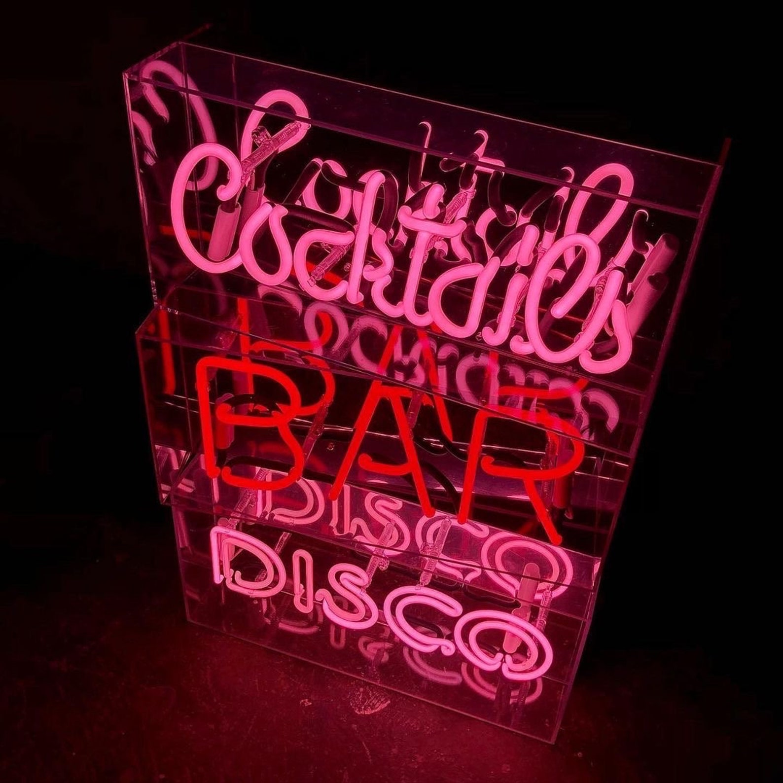 Disco - Acrylic Box Neon Light - Etsy