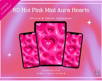 3D Pink Mini Aura Hearts Wallpaper SET for for iPhone Android Tablet ...