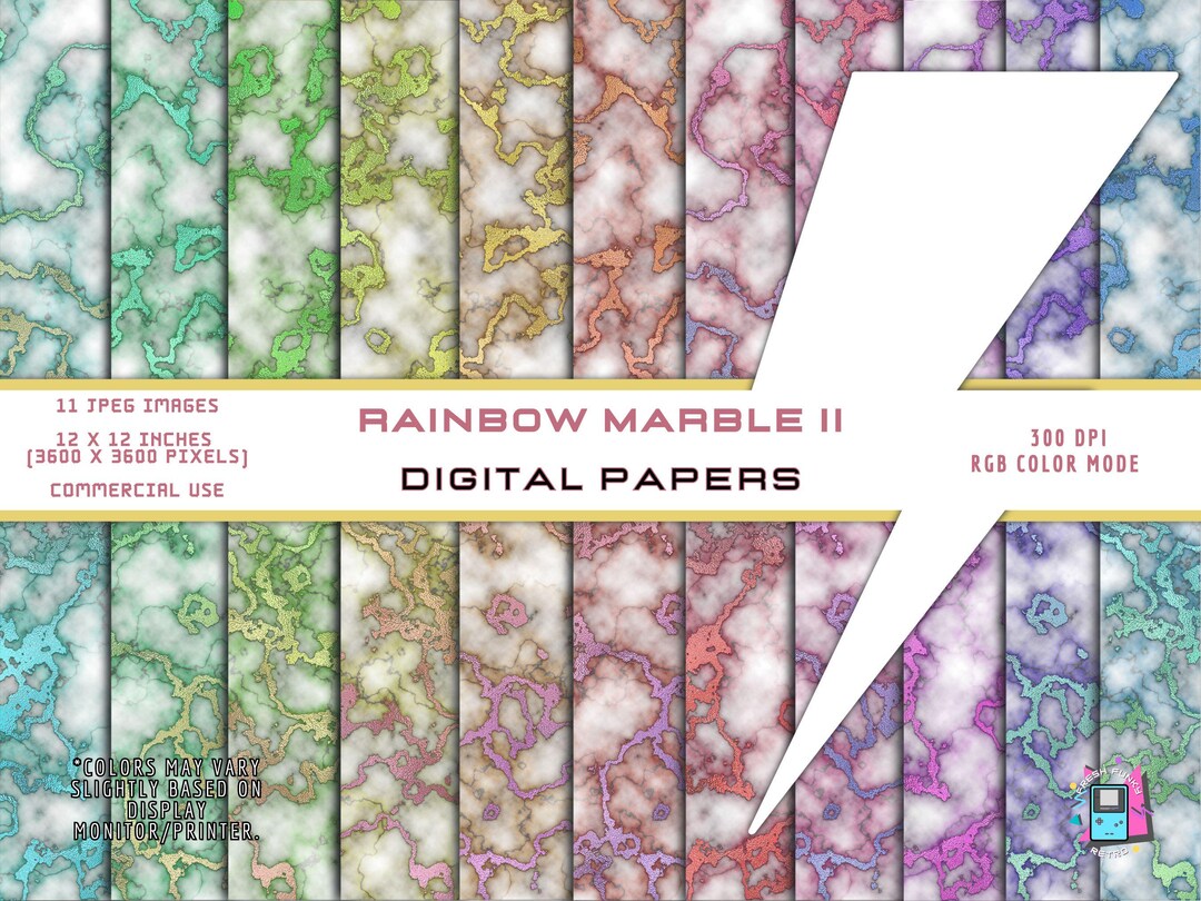 Rainbow Marble II Digital Paper, Marble Texture Background for ...