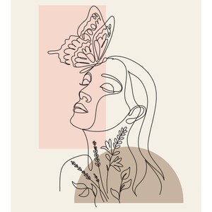Elegant Woman Line Art | Minimalist Female Wall Art | Modern Feminine ...