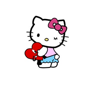 Cute Winking Cat W/ Heart Digital Sticker - Kawaii Planner Insert ...