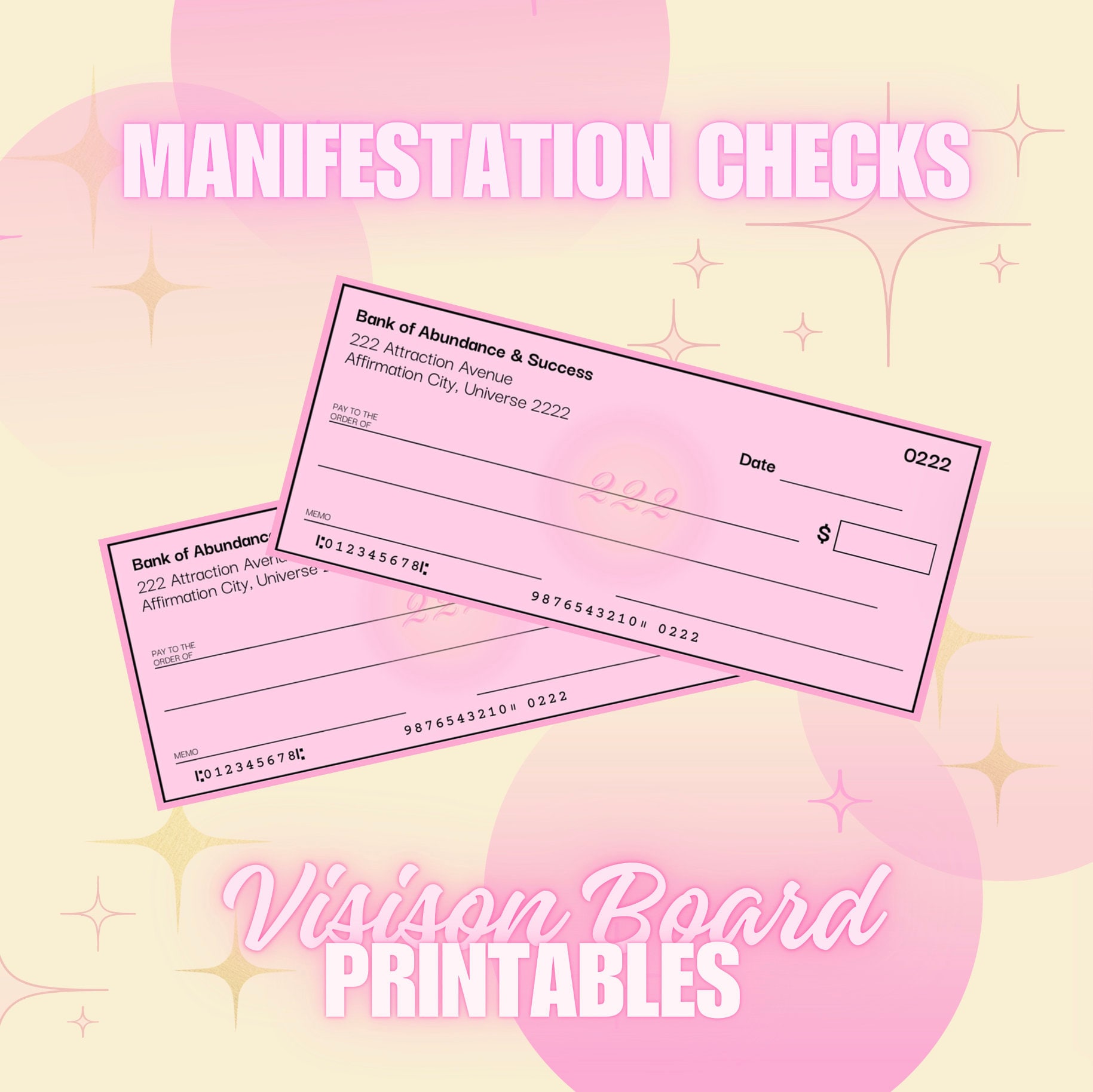 Angel Number 222 Manifestation Checks, Abundance Vision Board ...