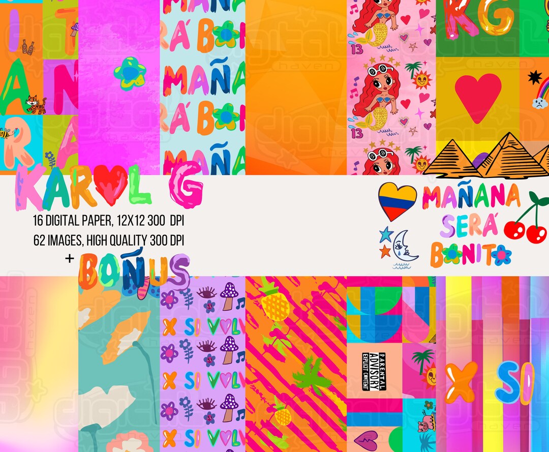 Manana Sera Bonito Digital Paper, Karol G Backgrounds, Mañana Sera ...