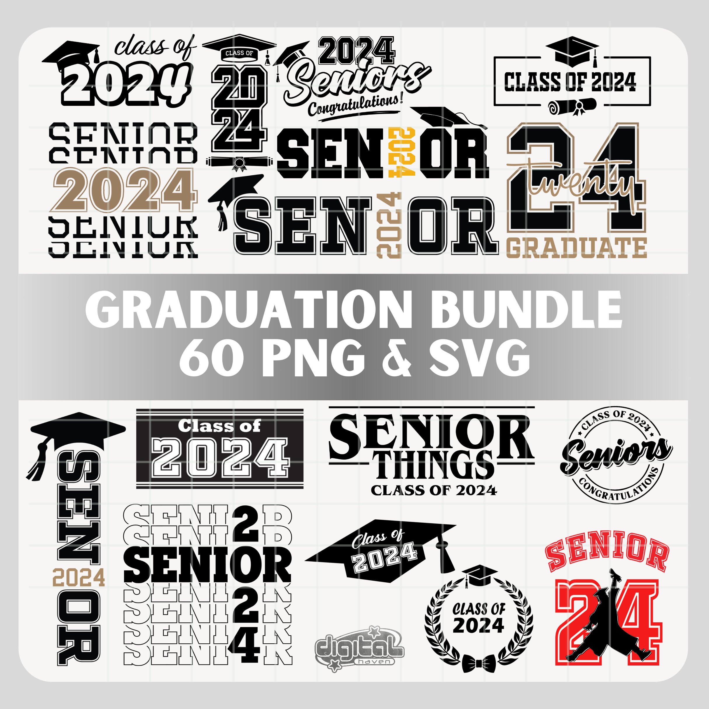 2024 Grad Png Svg,graduation Bundle Png Svg Bundle,senior2024 Png Svg ...