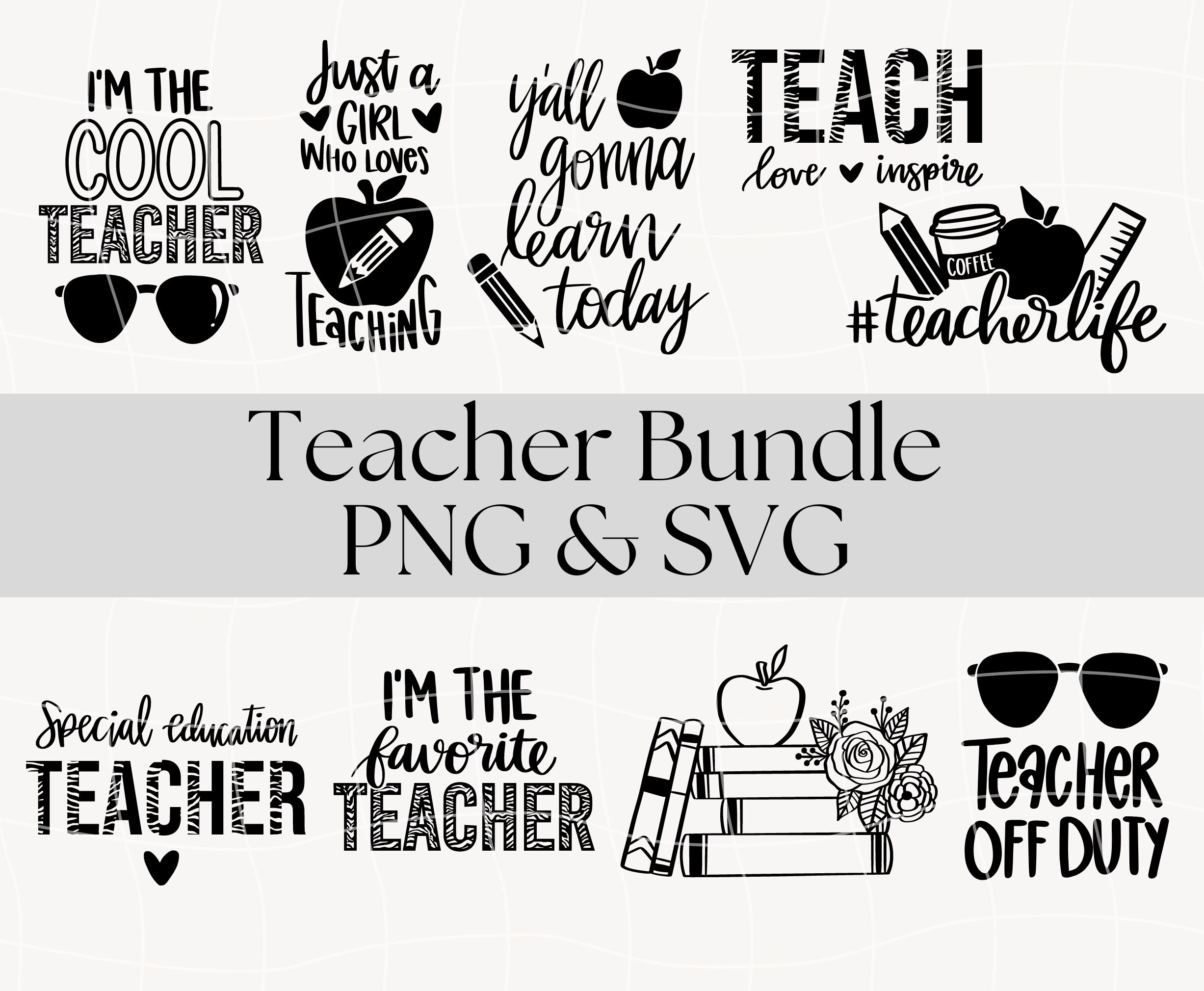 Teacher SVG Bundle, Teacher SVG, School SVG, Teach Svg, Back to School ...