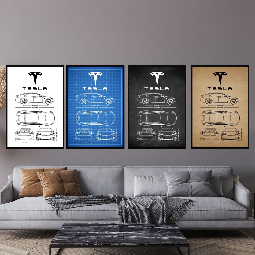 Tesla Model S Poster Tesla Patent Poster Tesla Poster for Car - Etsy