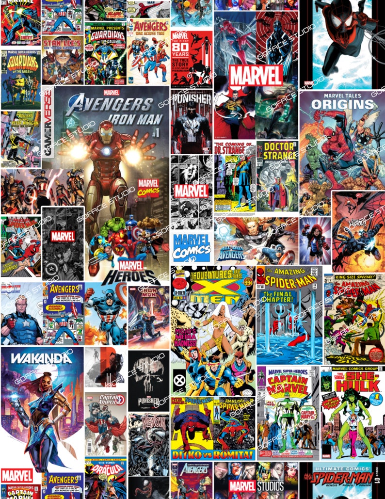 Marvel Comics Book Avengers Iron Man Spider Man She Hulk Cartoon Hero ...