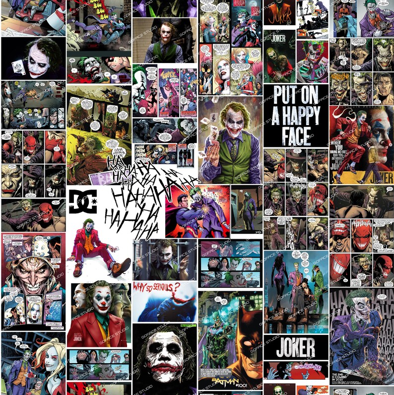 Joker Dc Comics Collage Seamless Digital Print Pattern Hero Character ...
